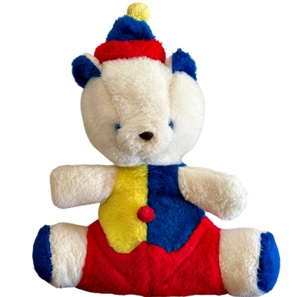 Toys | Vintage White Teddy Bear Clown Carnival Style Stuffed Plush ...